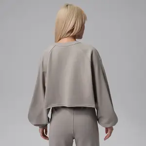 JORDAN Flight Fleece Mod-crop Crew-neck Sweatshirt - Grey