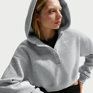 Nike Sportswear Phoenix Fleece Oversized Cropped Henley Hoodie - Grey