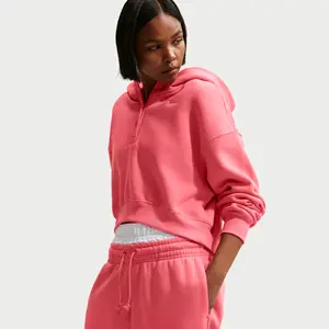 Nike Sportswear Phoenix Fleece Oversized Cropped Henley Hoodie - Pink