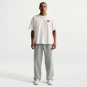 Nike Solo Swoosh Fleece Open-hem Pants - Grey