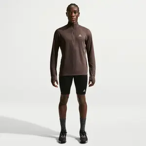 Nike Dri-fit Mid-layer 1/4-zip Trail Running Top - Brown