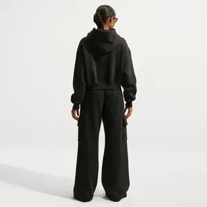 Nike Sportswear Phoenix Fleece Oversized Cropped Henley Hoodie - Black