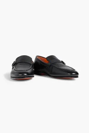 Santoni Leather Loafers With Buckled Straps