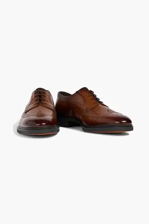 Santoni Burnished Leather Oxford Brogues - Brown
