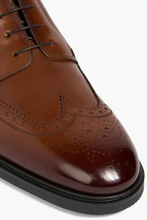 Santoni Burnished Leather Oxford Brogues - Brown