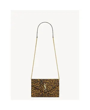 Saint Laurent Cassandre Envelope Chain Wallet - Leopard