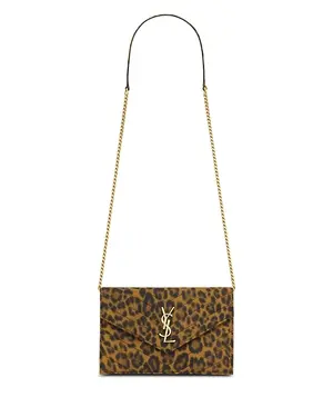 Saint Laurent Cassandre Envelope Chain Wallet - Leopard