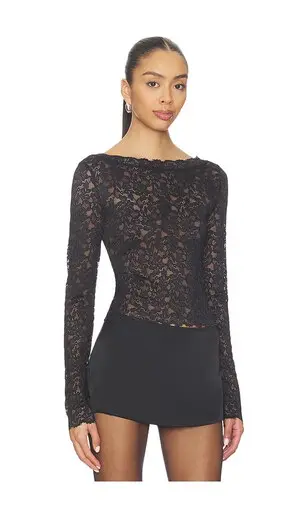 ELODIE THE LABEL Alma Lace Top - Black