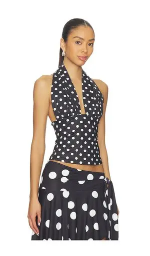 Lioness Safari Halter Top - Noir Polka