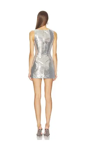 MICHAEL COSTELLO X Alethea Metallic Sequin Mini Dress - Silver