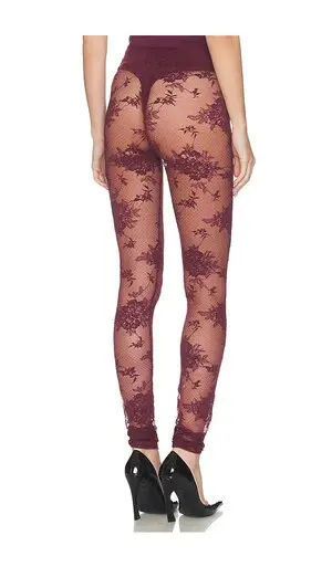 Andamane Zillah Lace Leggings In Burgundy - Cabernet