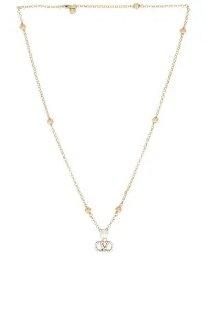 Valentino Garavani Vlogo Signature Necklace - Oro  Cream  & Crystal