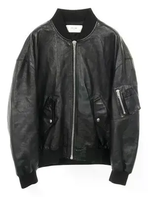 Celine 2010s Logo Studs Leather Bomber Jacket