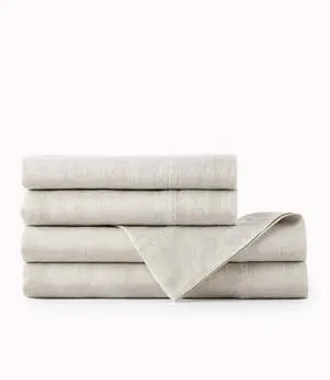 PEACOCK ALLEY European Washed Linen Sheet Set - Natural
