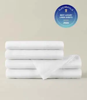 PEACOCK ALLEY European Washed Linen Sheet Set - Sky
