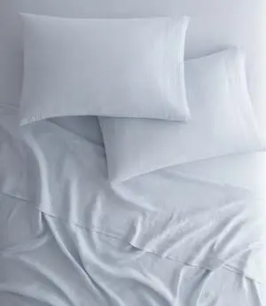 PEACOCK ALLEY European Washed Linen Sheet Set - Sky