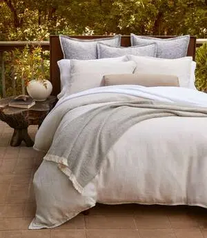 PEACOCK ALLEY European Washed Linen Duvet Cover - White