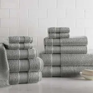 PEACOCK ALLEY Liam Essential Bath Towel Bundle - Dark Gray