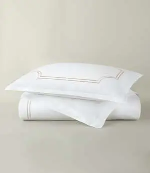 PEACOCK ALLEY Deco Classic Embroidered Duvet Set - Linen