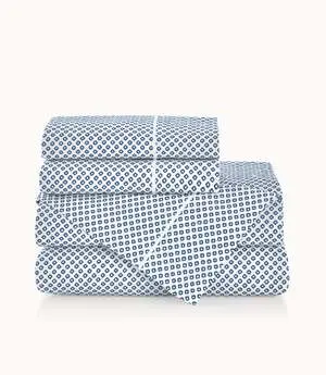 PEACOCK ALLEY Emma Printed Sateen Sheet Set - Blue