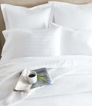 PEACOCK ALLEY Soprano Stripe Sateen Pillowcases - White