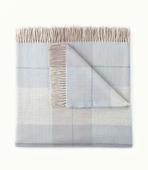 PEACOCK ALLEY York Plaid Blanket - Blue
