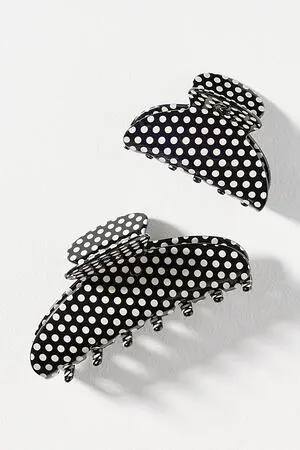 KAXI Polka Dot Hair Claw Clip Set - Black & White Pattern