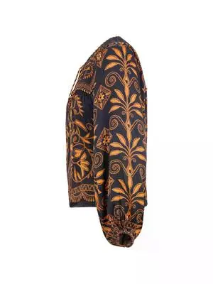 Farm Rio Ainika Floral-print Blouse - Black