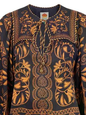 Farm Rio Ainika Floral-print Blouse - Black