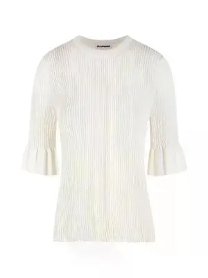 JIL SANDER Ruffled Ribbed Top