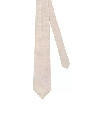 TOM FORD Square-Pattern Silk Neck Tie Neutrals