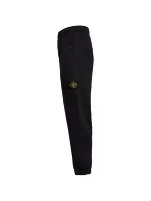 Stone Island Fleece Trousers With Compass Badge - Blue
