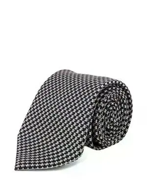 TOM FORD Geometric-pattern Silk Neck Tie - Black