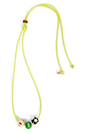 Clare V. Beaded Cord Necklace - Green Multi