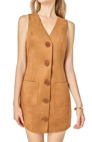 English Factory Faux Suede Mini Dress
