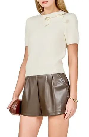 Endless Rose Bow Detail Short Sleeve Sweater