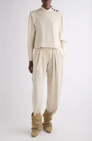 Isabel Marant Étoile Felissa Button Shoulder Mock Neck Top - Ecru