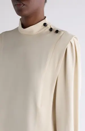 Isabel Marant Étoile Felissa Button Shoulder Mock Neck Top - Ecru
