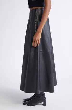 Alexander Wang Long Leather Skirt With Chain