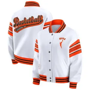 WEAR BY ERIN ANDREWS Orange Wnba Full-snap Fleece Sweatshirt Jacket - White