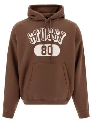 StÜssy Logo Relaxed Fit Hoodie - Brown