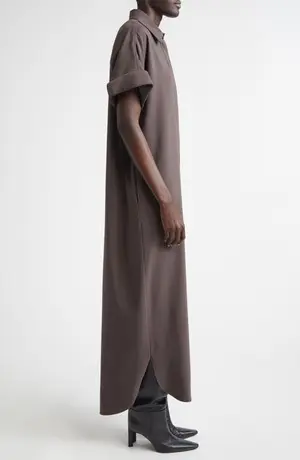 Brandon Maxwell The Emory Stretch Cotton Blend Shirtdress - Truffle