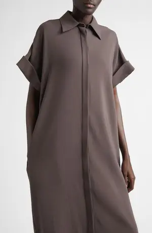 Brandon Maxwell The Emory Stretch Cotton Blend Shirtdress - Truffle