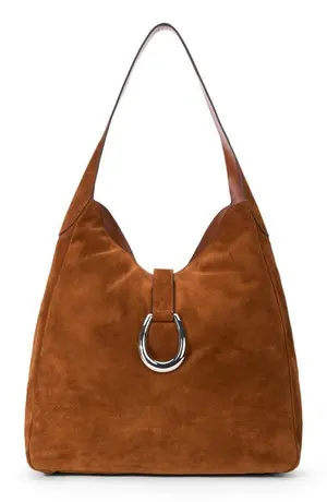Staud Maya Suede Hobo Bag - Tabac