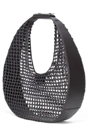 Staud Moon Woven Leather Top Handle Tote