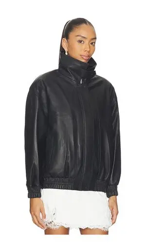 AEXAE Leather Collar Jacket
