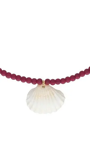 CASA CLARA Hallie Beaded Necklace With Seashell - Red