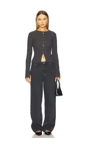 DR. DENIM Erica Ribbed Button-up Top