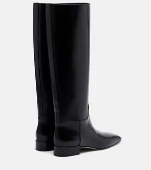 CHRISTEN Classic Square Leather Knee-high Boots - Black