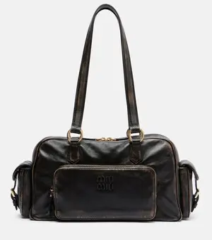 Miu Miu Pocket Leather Shoulder Bag - Brown